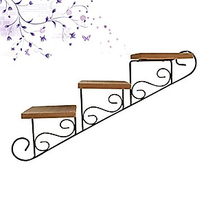 BESPORTBLE Wall Floating Shelves 1PC Staircase Wall Hanging Decor Rural Style Stair Shape Simple Clothing Store Coffee Shop Wall Household Ornament Shelf Mount Metal Shelving Rack