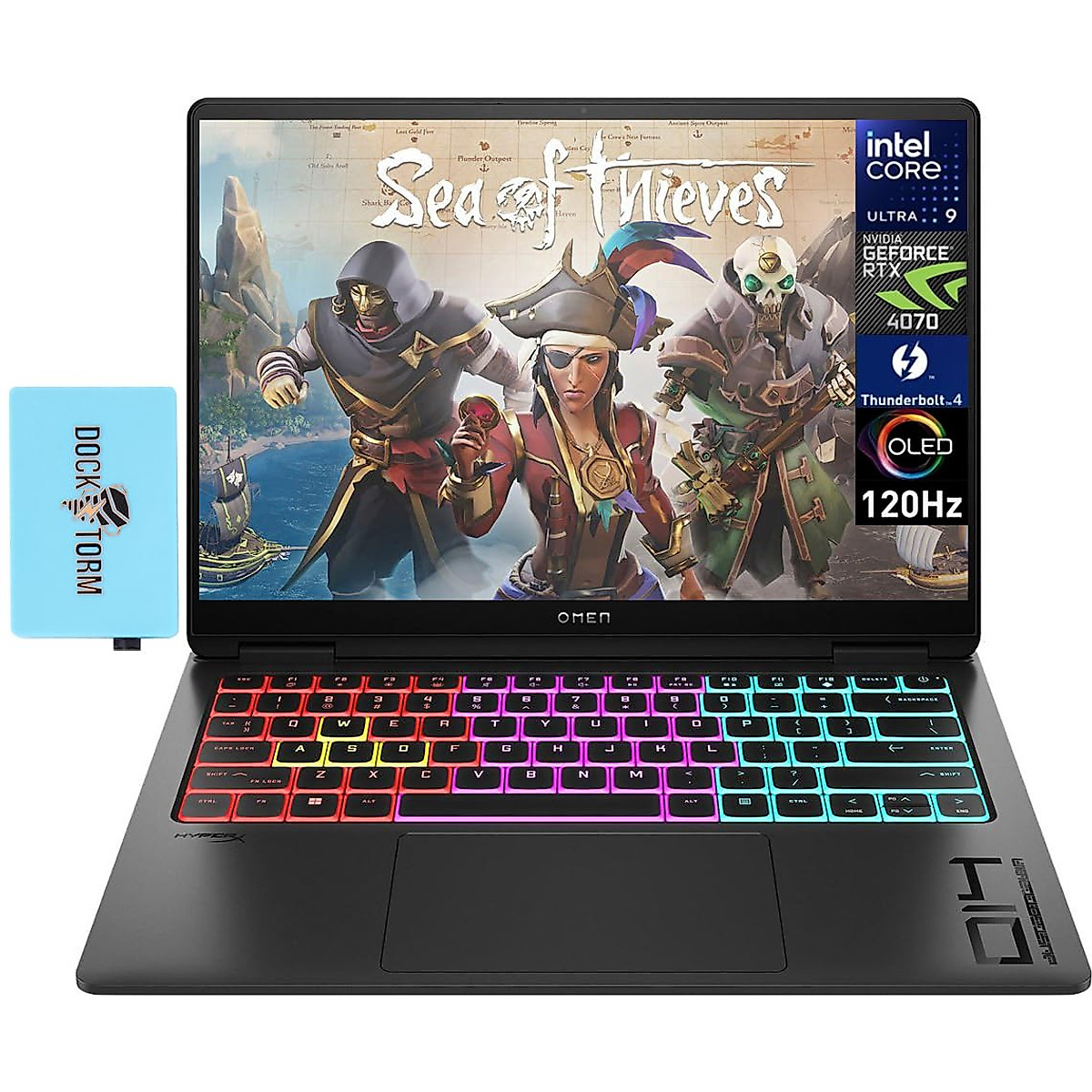HP OMEN Transcend Gaming Laptop 14.0" 120 Hz OLED 2.8K (16-CoreIntel Ultra 9-185H, GeForce RTX 4070 8GB, 32GB LPDDR5X, 1TB SSD, RGB KYB, Thunderbolt 4, WiFi 6E, Win 11 Home) w/DKZ USB Port Expander