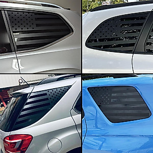 Zxiaochun 2PCS Rear Window American Flag Decals for Car SUV Trucks, Universal Back Side Window USA Flag Vinyl Sticker, Comes with Installation Tools, Matte Black (29" x 16")