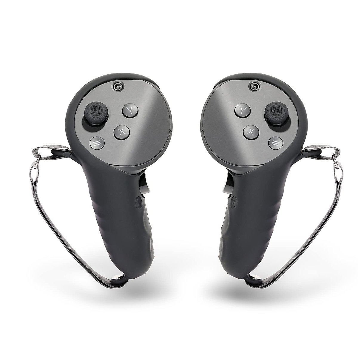 MOJOXR Touch Controller Grips Cover Compatible with Meta/Oculus Quest Pro Accessories, with Charging-Without-Removing Design and Adjustable Anti-Throw Wrist Knuckle Strap(2 Pack-Black)