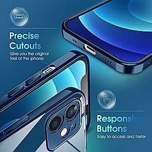 Supdeal Crystal Clear Case for iPhone 12 Mini, [Not Yellowing] [Camera Protection] [Military Grade Drop Tested] Transparent Shockproof Protective Phone Case Soft Silicone Slim Cover, 5.4 inch, Blue