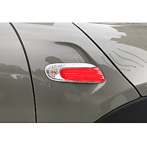 ABS Side Scuttle Lamp Light Pattern Fender Cap Case Cover Compatible with Mini Cooper F55 Hardtop F56 Hatchback F57 Covertible (Red Color, 2014-2021)