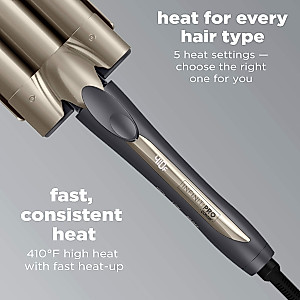 INFINITIPRO by CONAIR 3 Barrel Curling Iron, Hair Waver, Create Beachy Waves, Long-Lasting Waves for use on Medium to Long Hair