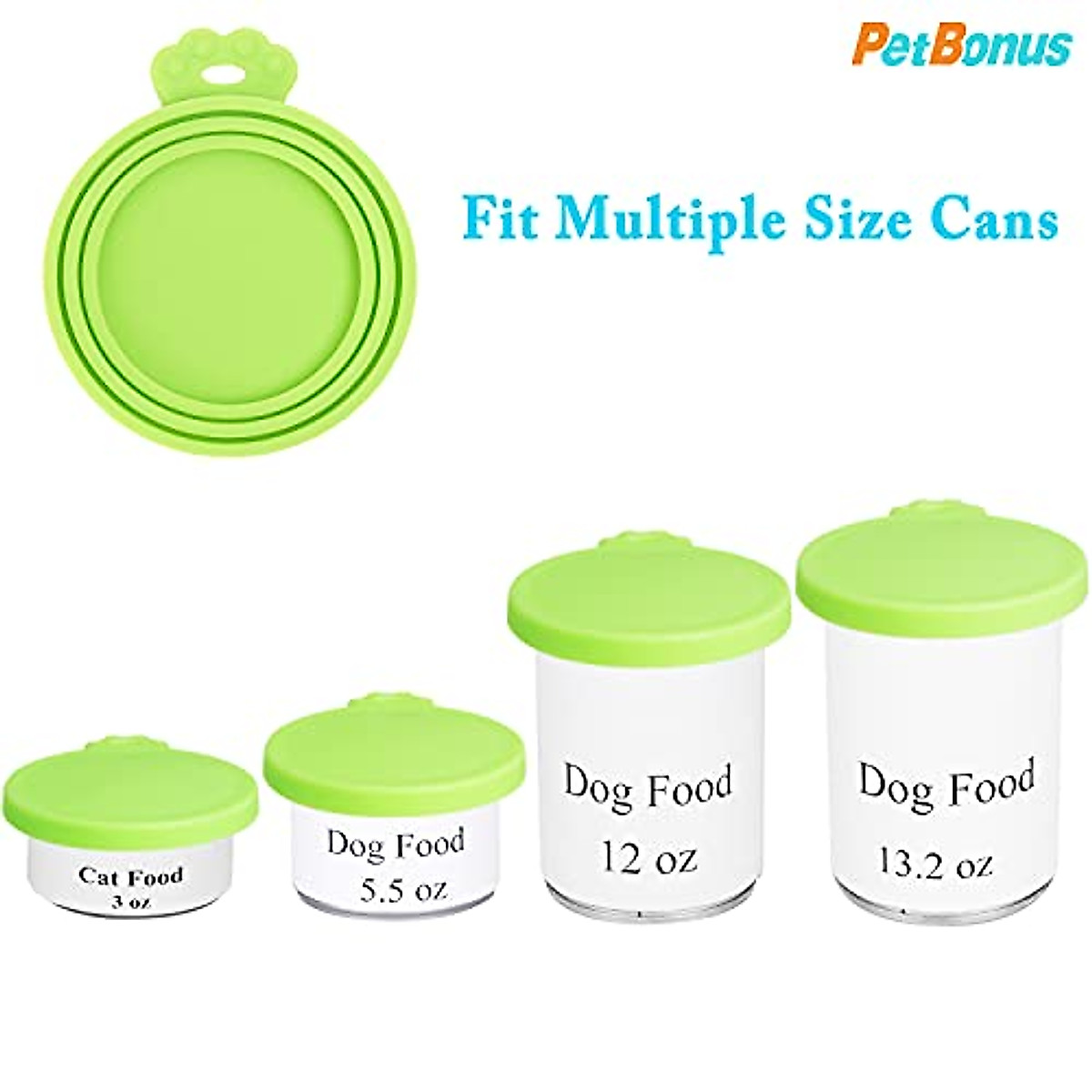 PetBonus Silicone Pet Can Lids, Dog Cat Food Can Cover, Universal Size Can Tops, 1 fit 3 Standard Size Food Cans, BPA Free Dishwasher Safe