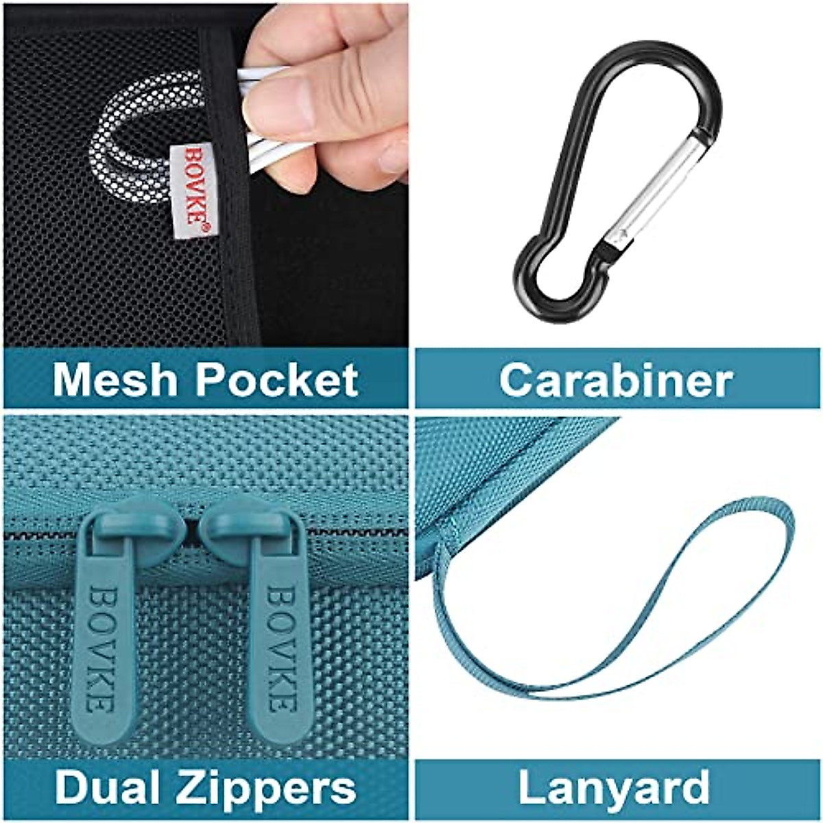 BOVKE Hard Travel Speaker Case for Bose SoundLink Flex Bluetooth Portable Speaker, Extra Mesh Pocket for Bluetooth Speakers Bose Charger, Charging Cables, Stone Blue