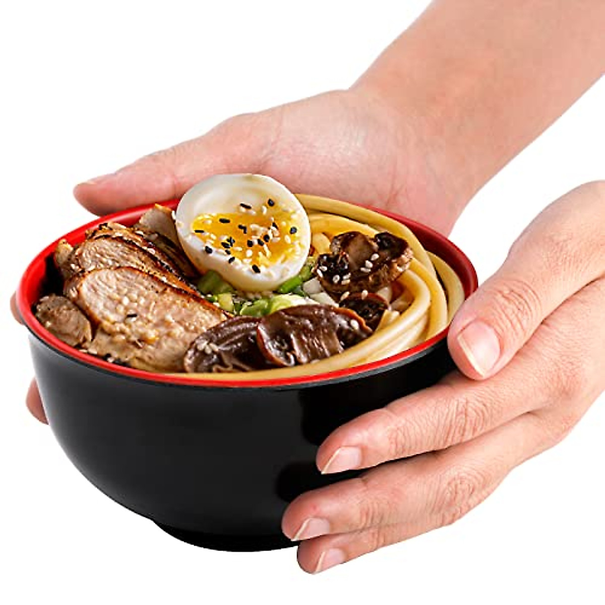 Lyellfe Set of 10 Miso Soup Bowl with Spoon, Restaurant Quality Melamine Cereal Rice Bowl, 16 Oz Unbreakable Japanese Dinnerware for Ramen, Udon Noodle, Dishwasher Safe