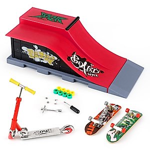 EPOGG Mini Finger Skateboard Ramp Set, Skate Park Kit Ramp with Tools for Fingerboards Training Props Interactive Freestyle Skate Game, Finger Skateboards for Adults & Kids