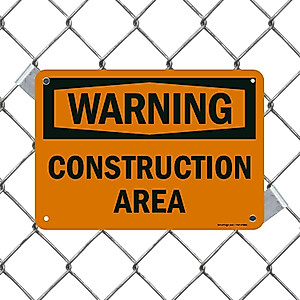 SmartSign "Warning - Construction Area" Sign | 7" x 10" Plastic