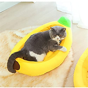 AGKRUNN Cute Banana Pet Bed, 20'' Banana Shaped Warm and Comfortable Pet Bed for Small Dogs Cats