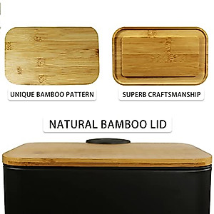 SIDIANBAN Small Trash Can with Bamboo Lid Soft Close and Foot Pedal, 1.3Gal/5L Rectangular Garbage Can with Inner Wastebasket for Bathroom,Bedroom, Office, Kitchen, Black