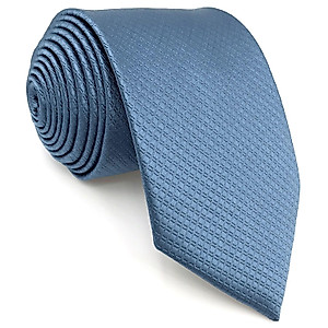 S&W SHLAX&WING Tie for Men Steel Blue Neckties Solid Color Classic Size Necktie with Pocket Square Set