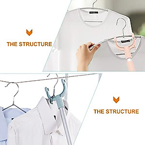 Beavorty Clothesline Outdoor 2pcs Telescoping Clothesline Retractable Clothesline Rod Clothes Reaching Rods Adjustable Reaching Pole Hanger Extend Utility Pole Hook Metal Hangers