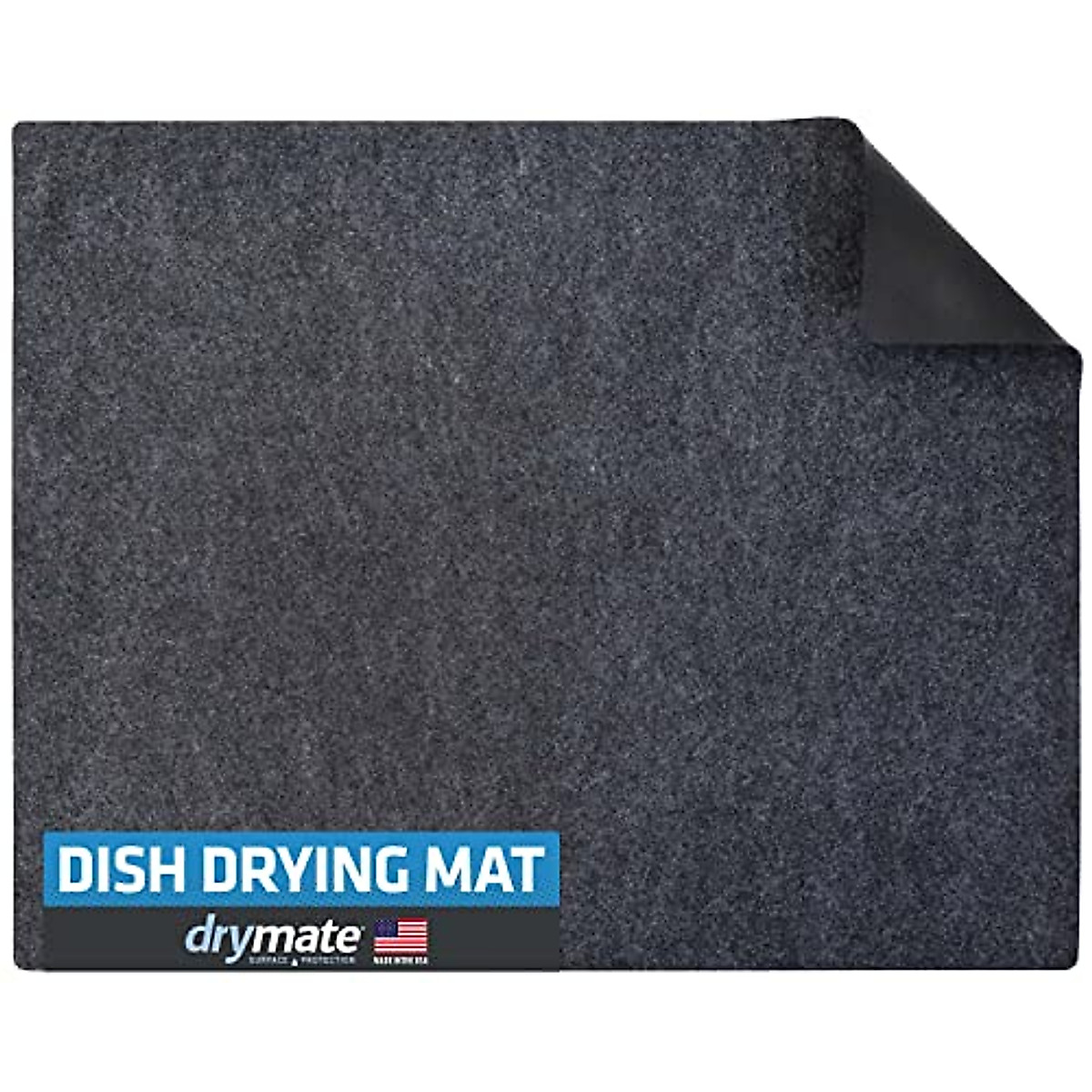 Drymate XL Dish Drying Mat, Oversized (19”x24”), Low-Profile, Super Absorbent, Quick Dry Fabric, Waterproof & Slip-Resistant, for Kitchen Counter, Trimmable, Machine Washable (USA Made)(Charcoal)