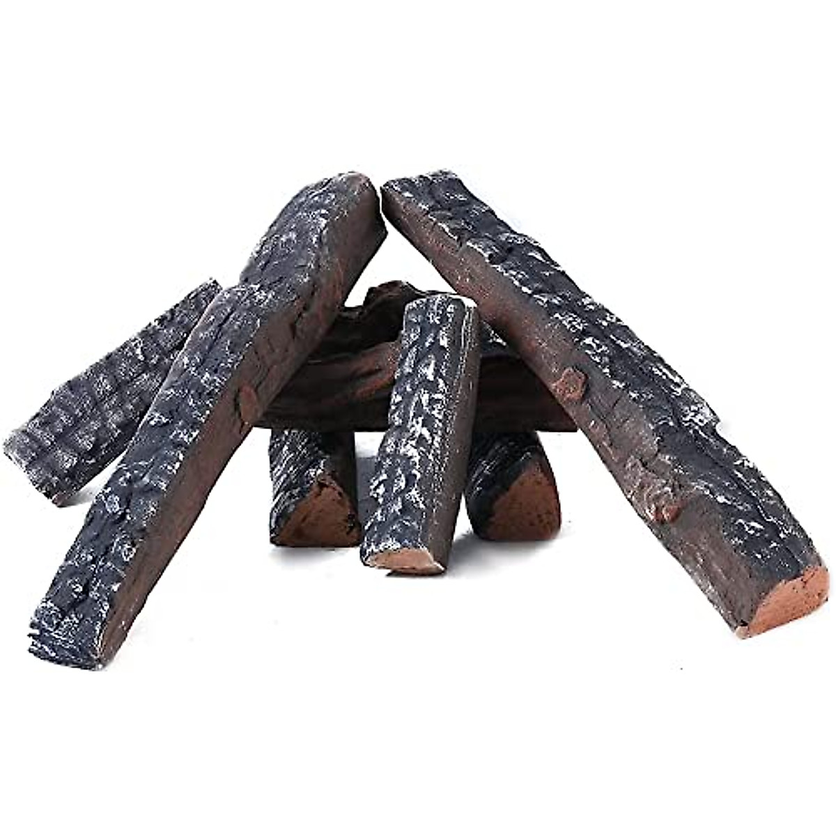 8 Small Pieces Set of Ceramic Wood Gas Fireplace Logs.