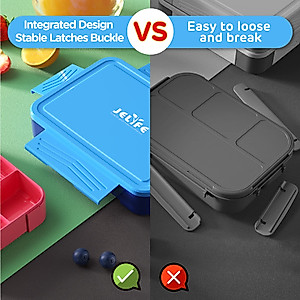 Jelife Bento Lunch Box for Kids - 1450ml Leakproof Kids Bento Box 6 Compartments Toddler Lunch boxes with Silverware for Back to School, Reusable LunchBox Snack Container for Daycare