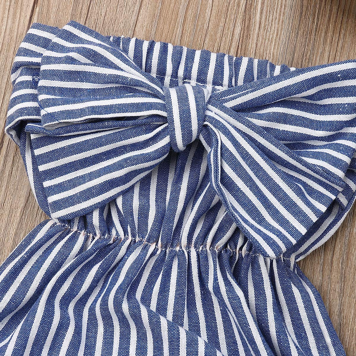 Newborn Kids Baby Girls Clothes Floral Jumpsuit Romper Playsuit + Headband Outfits (Blue Striped, 0-6 Months)