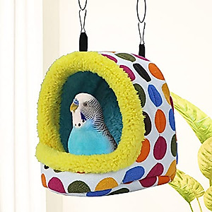 Bird Hanging Hammock Winter Warm Parrot Nest House Bed Plush Snuggle Pet Cave Hammock Toy for Conure Lovebird Budgie Parakeet Cockatiel Cage Accessory (Medium)