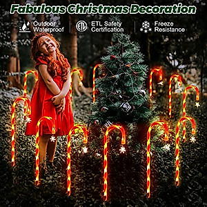 qimedo Christmas Candy Cane Pathway Markers Lights with Delicate Pendant 21 inches Outdoor Christmas Decorations Lights, Candy Cane Landscape Lights for Indoor Yard Patio Garden Walkway, 12 Packs