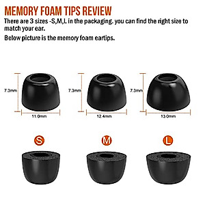 12pcs Eartips Fit for Jabra Elite 65t 75t Elite Active 65t 75t,LG HBS FN4 FN6 Memory Foam Eartip Silicone Earpad by TENNMAK