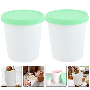 STOBAZA Ice Cream Pint Containers Freezer Storage Tubs with Silicone Lids for Ice Cream, Sorbet, Yogurt and Soup, Reusable Ice Cream Containers for Meal Prep，2.64 x 2.64 x 3.15 inches