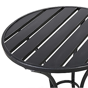 Christopher Knight Home Colmar Outdoor Metal Bistro Set, 3-Pcs Set, Black With Silver