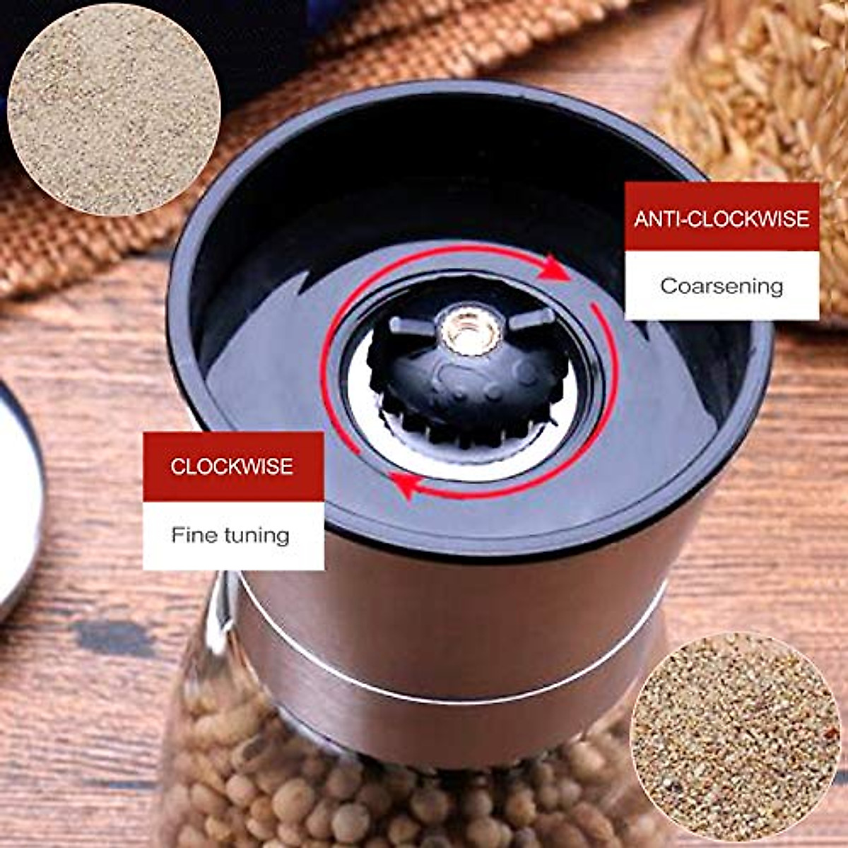 Pepper Grinder, Mini Spice Mill, Small Pepper Mill, Good Helper of Chef's. Brushed Stainless Steel Dust Cover With Ceramic Grinding Cores, Adjustable Coarseness, Family or Outdoor Picnic Optional.