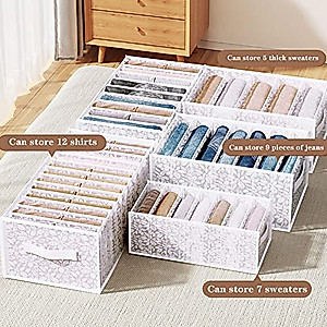 Wardrobe Clothes Organizer,Washwable 6/7/9/11/12 Grids Compartment Storage Box for Bra Underwear Jeans T-Shirt Leggings,Mesh Closet Drawer Organizer Clothes Drawer