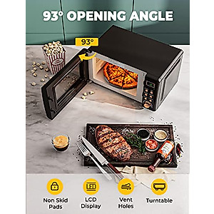 SIMOE Countertop Microwave Oven, 0.7 Cu Ft 700W Retro Small Microwave with 8 Auto-cooking Set & 10 Inch Removable Turntable, Compact Microwave w/Defrost, Child Lock, Timer, 5 Micro Power, LED Lighting