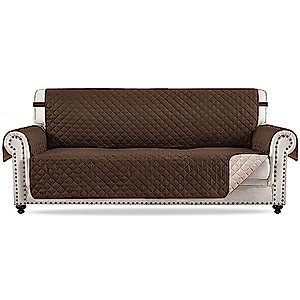 RHF Reversible Sofa Cover, Couch Covers for Dogs, Couch Covers for 3 Cushion Couch, Couch Covers for Sofa, Couch Cover, Sofa Covers for Living Room,Sofa Slipcover,Couch Protector(Sofa:Chocolate/Beige) Large
