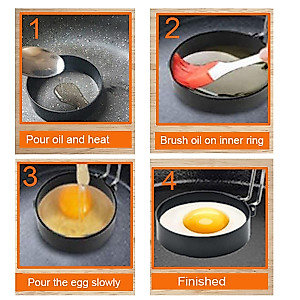 Upgrade Large 3 Packs Egg Rings for Griddle Frying Egg,8" Omelette Ring,6" Pancake Mold Ring,4" Griddle Egg Ring,Non-stick Stainless Steel Egg Rings Anti-scalding Grill with Oil Brush & Egg Separator