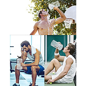 VENNERLI Water Bottle with Handle Portable Large Plastic Water Bottles for Adults BPA-free Half Gallon Water Bottle Reusable 2 Liter Water Jugs for Outdoor Hiking Fitness Travel Camping Cycling