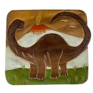 Brontosaurus Dinosaur Design Hand Carved Acacia Hardwood Decorative Short Stool