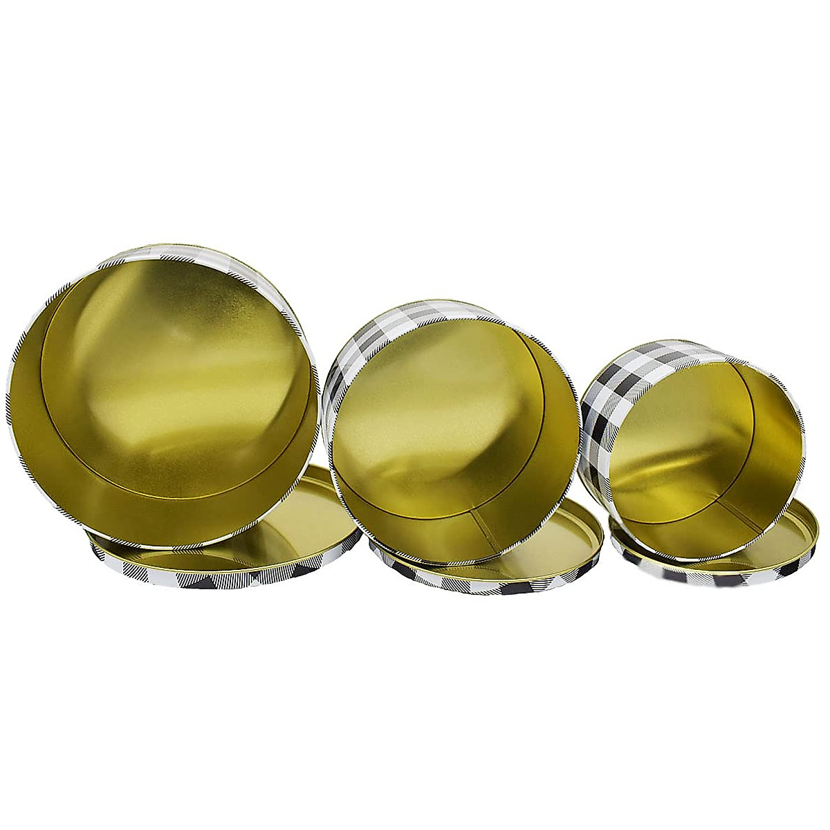 Black Duck Brand Set of 3 Round Holiday Decorative Nesting Tins - Largest Measures 8 in Diameter - Great For Storing Cookies, Brownies, and More! (White/Black)