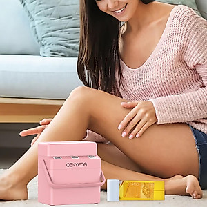 Roll On Wax Warmer Kit, Triple Cartridge Heater Rolling Epilator, Wax Roller Waxing Hot Cartridge Hair Removal with Pedestal for Women Men, Painless Hair Removal Machine (Pink)