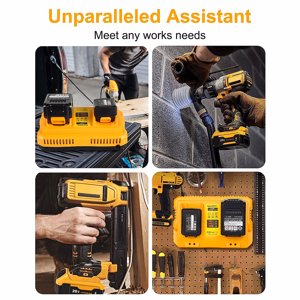 Lenoya Upgraded 20v 2Packs Replacement for Dewalt 20V Max Battery 7000mAh and DCB102 Charger Comaptible with Dewalt DCD DCF DCG Series Cordless Power Tools and 12V/20V Battery Charger Orange