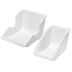 Crystalia Plastic Kitchen Cabinet Organizer for Dishes, Vertical Plate Storage Set for Countertop, Lid Plate Pan Holder Rack, Kitchenware Divider for Under Cabinet, Compact Clutter Organizer, White