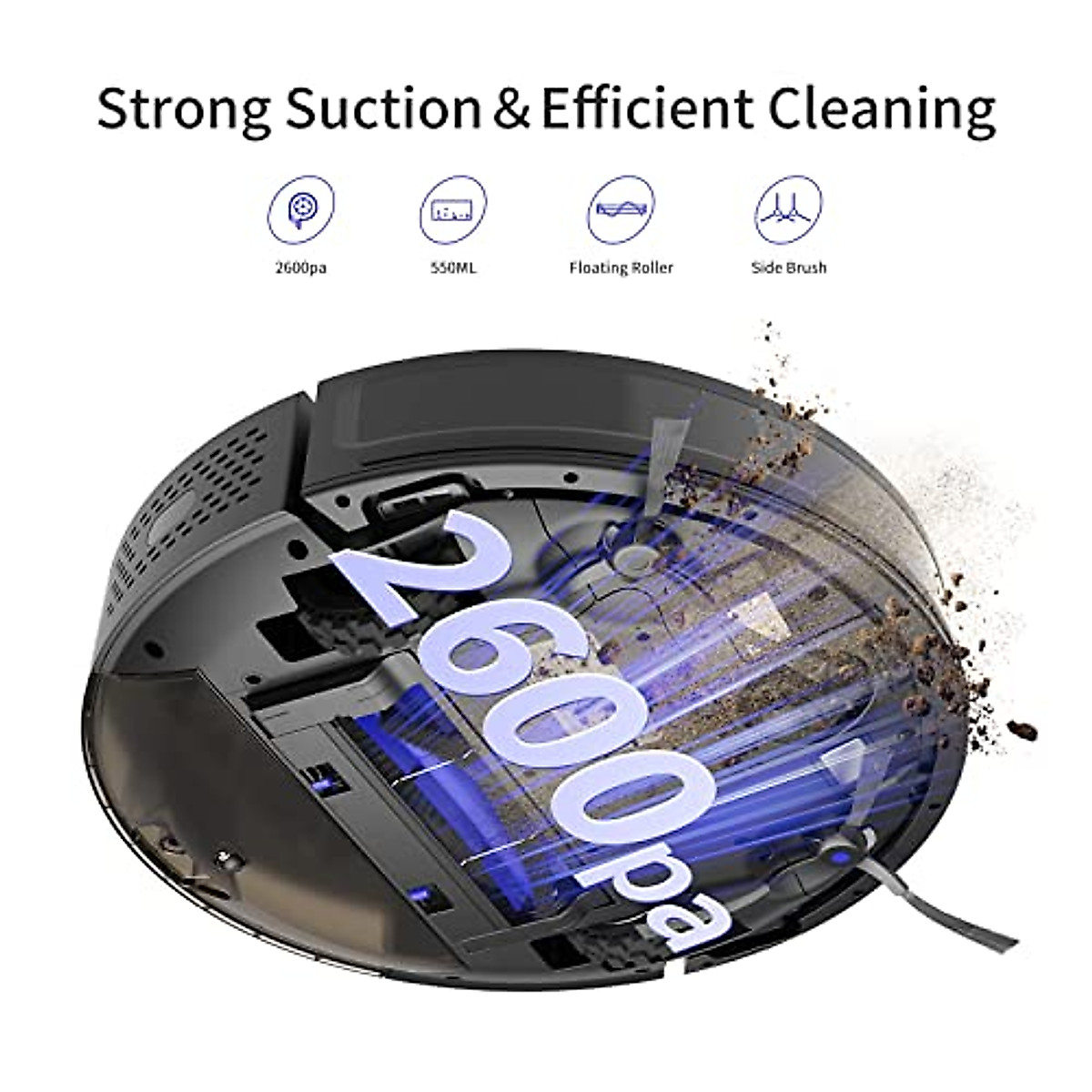 SYSPERL Robot Vacuum Cleaner 2600Pa, Self-Charging Robotic Vacuums Compatible with Alexa, APP, WiFi, Remote Control, Quiet Auto Cleaning Robot Ideal for Pet Hair, Hardwood Floor