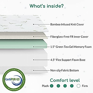 Twin Mattress, 6 Inch Memory Foam Mattress in a Box for Kids with Breathable Bamboo Cover, Medium Firm Gel Mattress for Bunk Bed, Trundle Bed, CertiPUR-US Certified, Made in USA