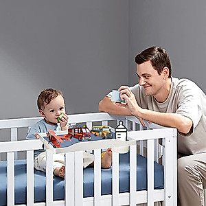 Bedroom Bedside Table Storage Rack, with Cupholder Bunk Bed Bedside Storage Rack，Removable Bedside Tray, Suitable for Bedroom/bunk Bed College Dorm Room Essentials. (White Tray + Blue Leather)