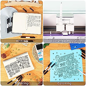 REALIKE Dual Tip Pens for Cricut Maker 3/Maker/Explore 3/Air 2/Air, Black Pens Set of 7 Pack Dual Tip Marker Fine Point Pen Writing Drawing Accessories for Cricut Machine (0.4 Tip & 1.0 Tip)