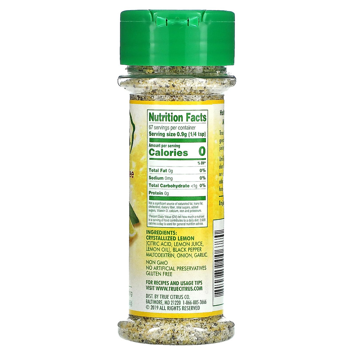 TRUE CITRUS Lemon Pepper Shaker, 0.05 Pound