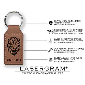 LaserGram Rectangle Keychain, Farm Tractor, Personalized Engraving Included (Dark Brown)
