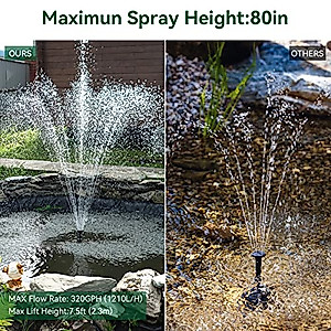 Antfraer Solar Water Pump, 20W Solar Water Fountain Pump 320GPH+ Flow Adjustable with 16.5FT Cord, 7 Nozzles Solar Fountain Pump for Pond Fish Pond Garden Waterfall Pool Hydroponics DIY Water Features