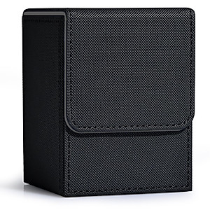 ZLCA Card Deck Box for Trading Cards, MTG YuGiOh Deck Case Holds 100+ Single Sleeved Cards, PU Leather Magnetic Card Storage Box Fits for TCG CCG Magic Game Cards (Black)