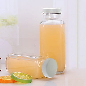 Encheng Vintage Water Bottles,Glass Drinking Bottles 16oz,Clear Beverage Bottles 500ml With Lids For Kombucha,Tea,Glass Bottles For Homemade Drinks,Travel Reusable Juicing Milk Bottles,20 Pack