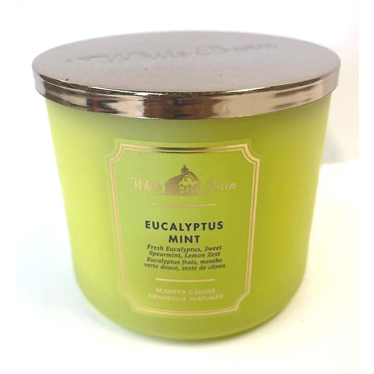 Bath and Body Works, White Barn 3-Wick Candle w/Essential Oils - 14.5 oz - 2021 Core Scents! (Eucalyptus Mint)