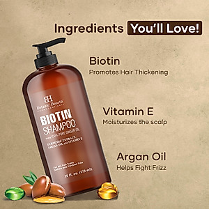 Botanic Hearth Biotin Shampoo - 16 fl oz - Promotes Thicker, Fuller Hair - Hydrating & Nourishing Formula for Stronger Hair Growth - Sulfate-Free, Paraben-Free, Safe for All Hair Types