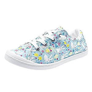 Women Shoes Fashion Floral Casual Shoes Flat Soft Soles Wear Casual Shoes Casual Shoes for Women Size 9 Sky Blue