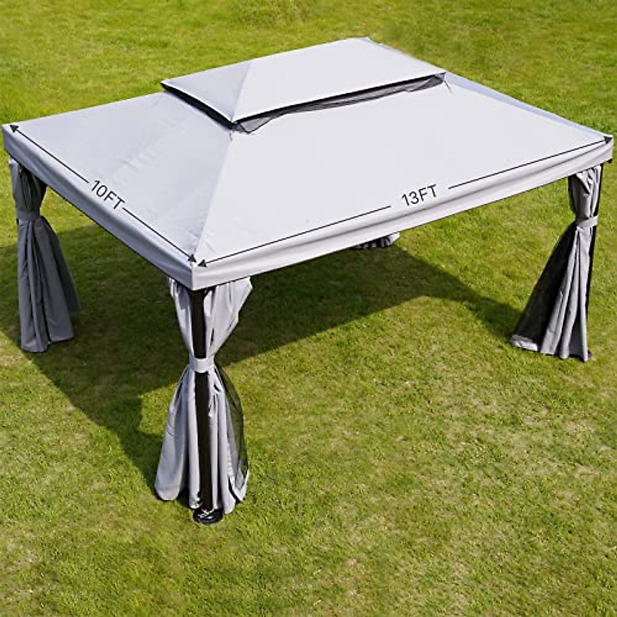 Grand Patio Replacement Canopy Top for 10x13 FT Outdoor Gazebo, Double Tiers Polyester Canopy Top Water-Resistant Anti-UV Shelter Sun Shade with Mesh Netting