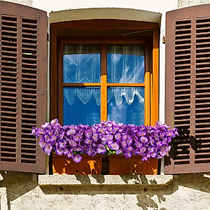 WILLBOND 12 Bundles Faux Flowers Decorative Artificial Shrubs Bushes Outdoor UV Resistant No Fade Faux Plastic Plants for Floral Arrangement Home Patio Porch Garden Decor (Purple)